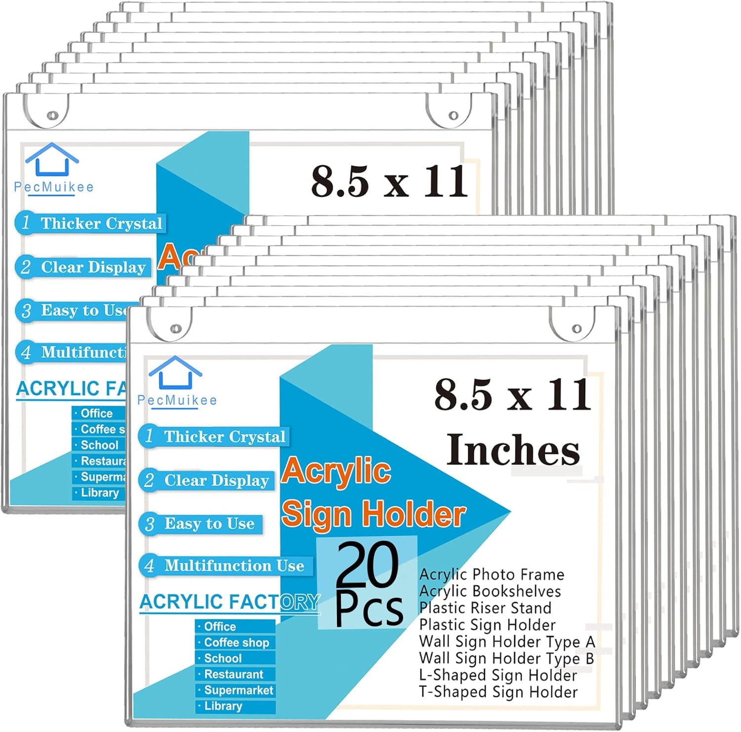 Acrylic Sign Holder 8.5x11 Horizontal, Wall Mount Acrylic Sign Holder ...
