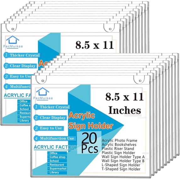 Acrylic Sign Holder 8.5x11 Horizontal, Wall Mount Acrylic Sign Holder ...