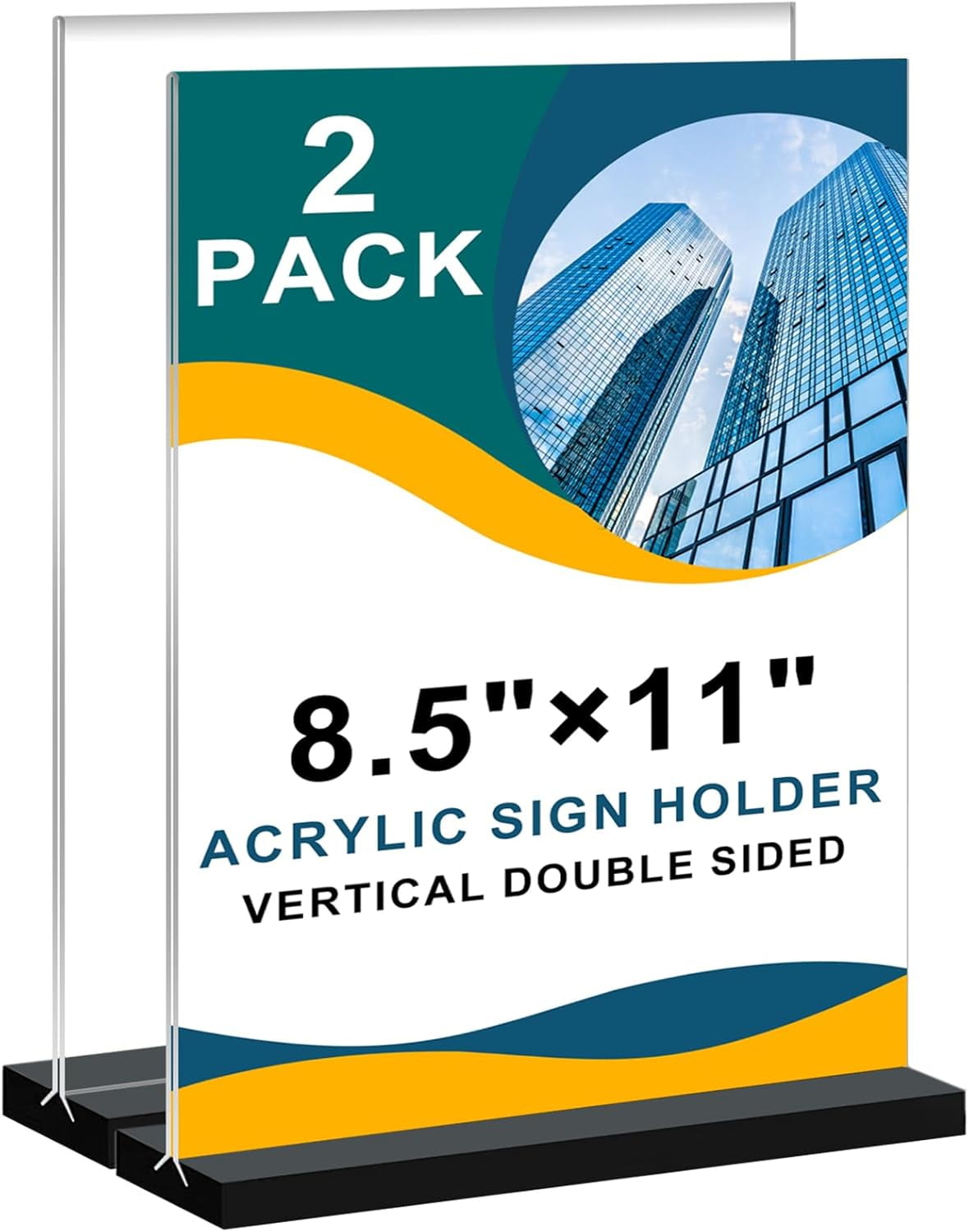Acrylic Sign Holder 8.5x11 Vertical,Clear Double-Sided Stand Plastic ...