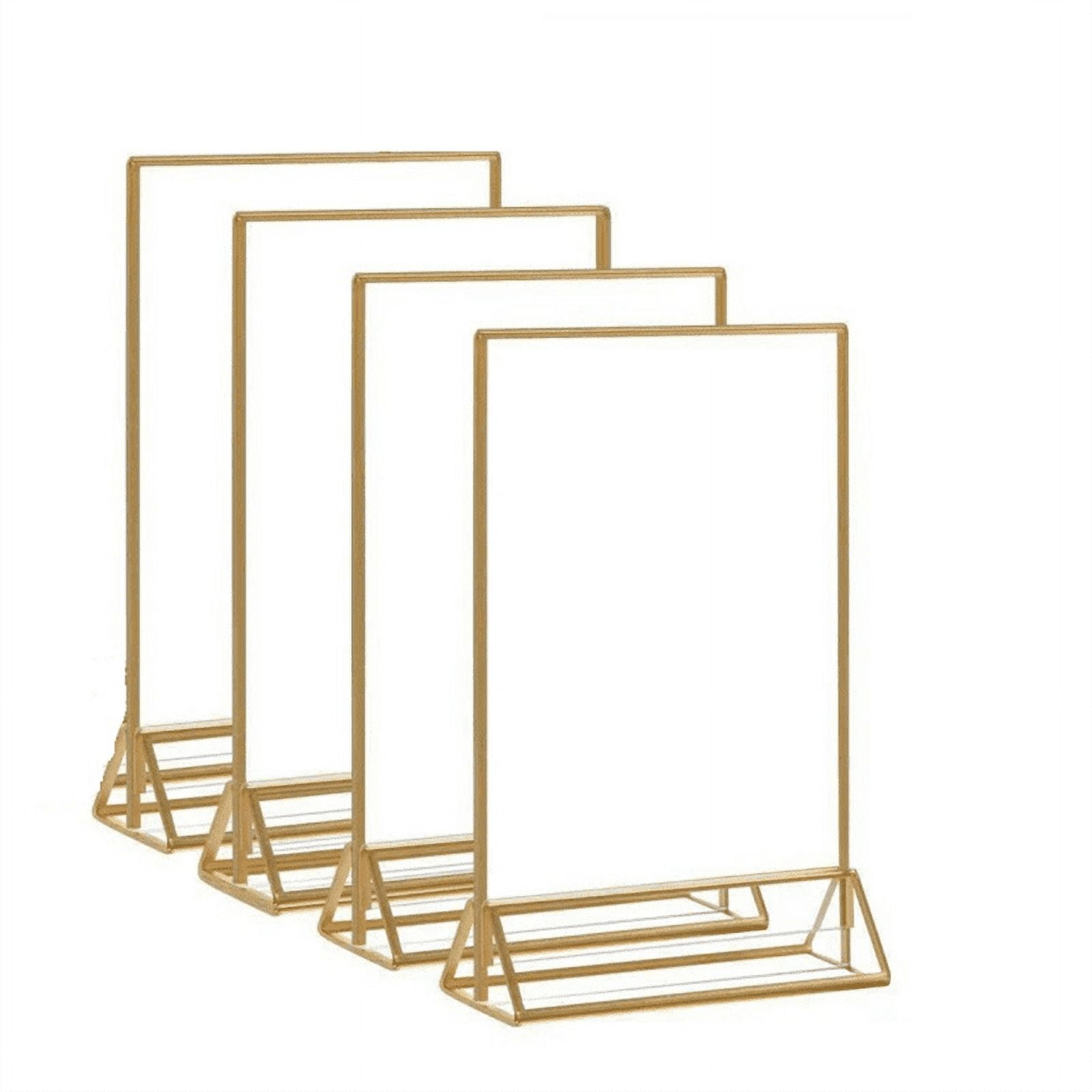 Acrylic Sign Holder Gold Picture Frame Double Sided Clear Display Stand ...