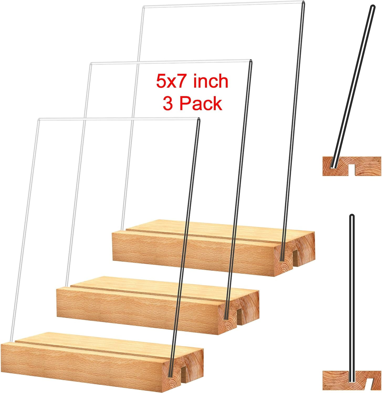 Acrylic Sign Holder with Wood Base Wood Sign Holder Vertical or Slant ...
