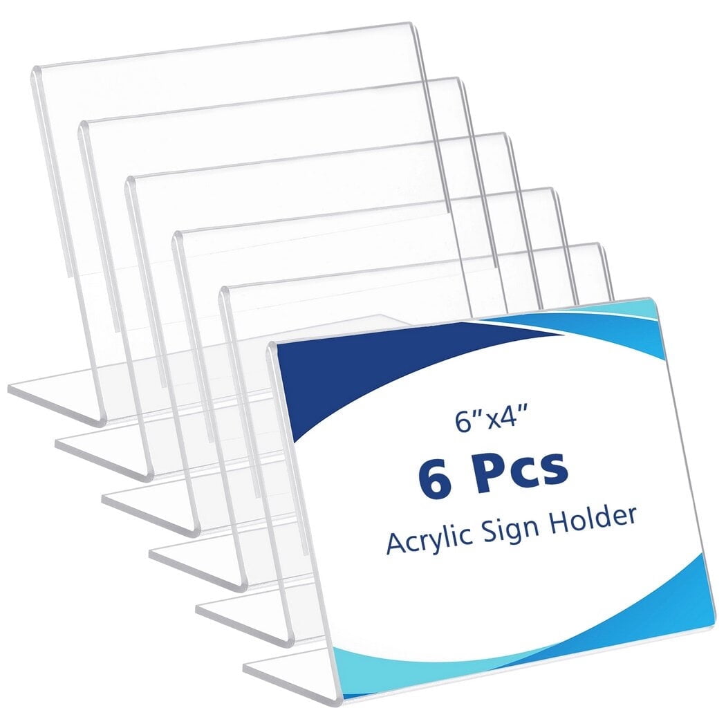 Acrylic Sign Holders, 6×4in Clear Menu Display Stands Table Flyer Paper ...