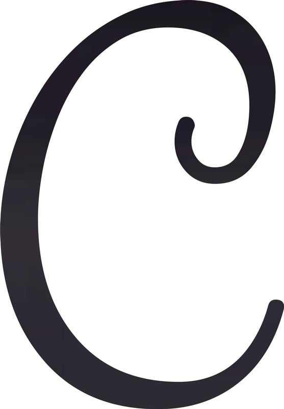 Acrylic Sign Letter, Plastic Blank C Script, 6'' Tall Transparent Black ...