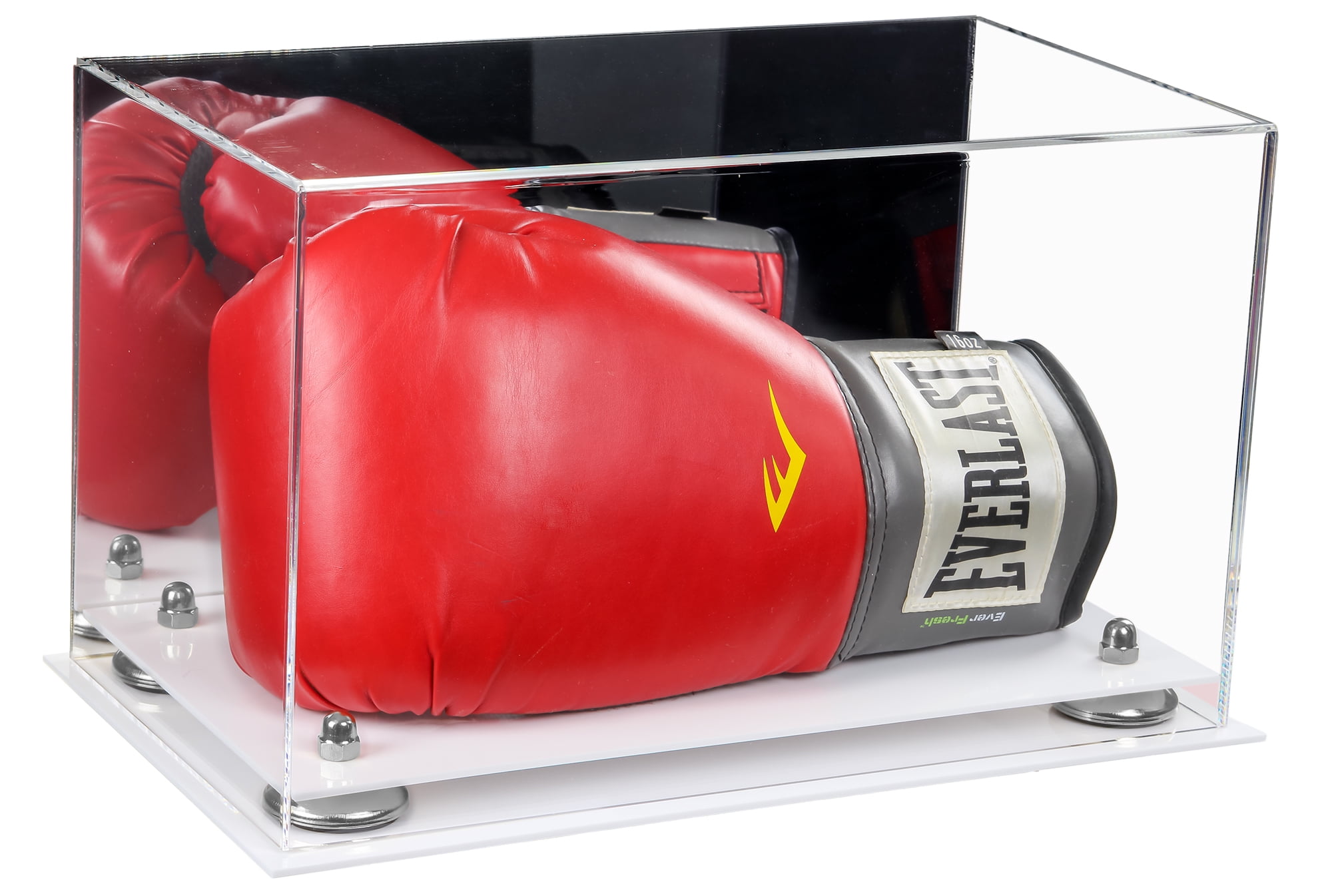 Acrylic Single or Double Boxing Glove Display Case with Mirror, Silver ...