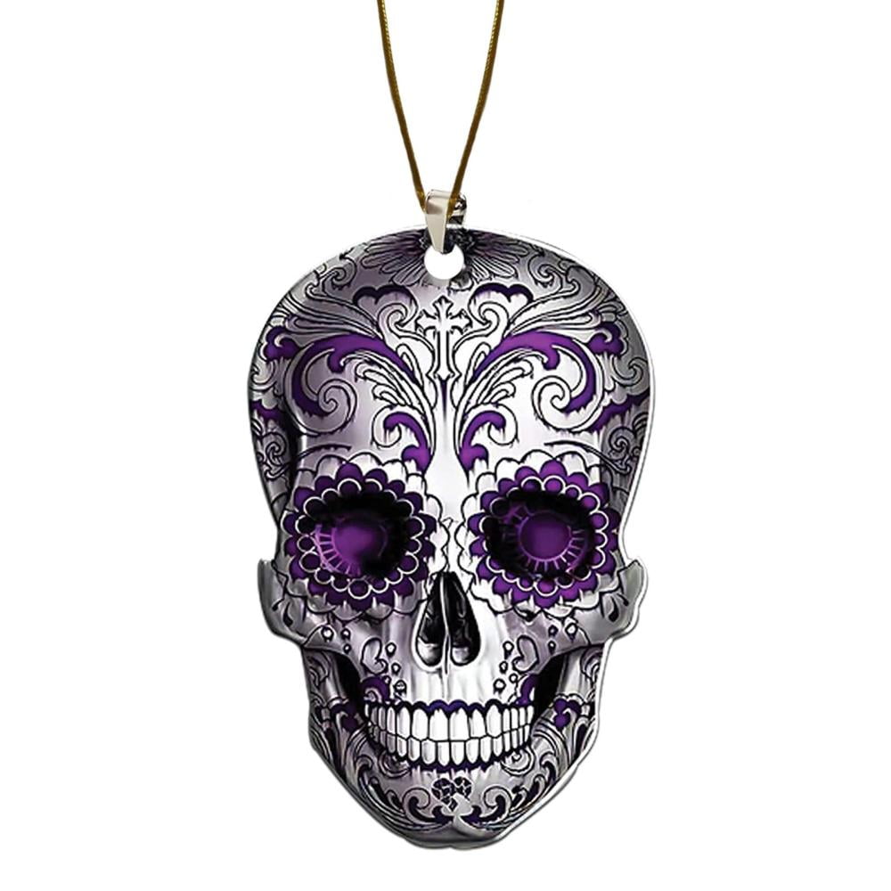 Acrylic Skull Head Hang Decor | Acrylic Car Rearview Mirror Pendant ...