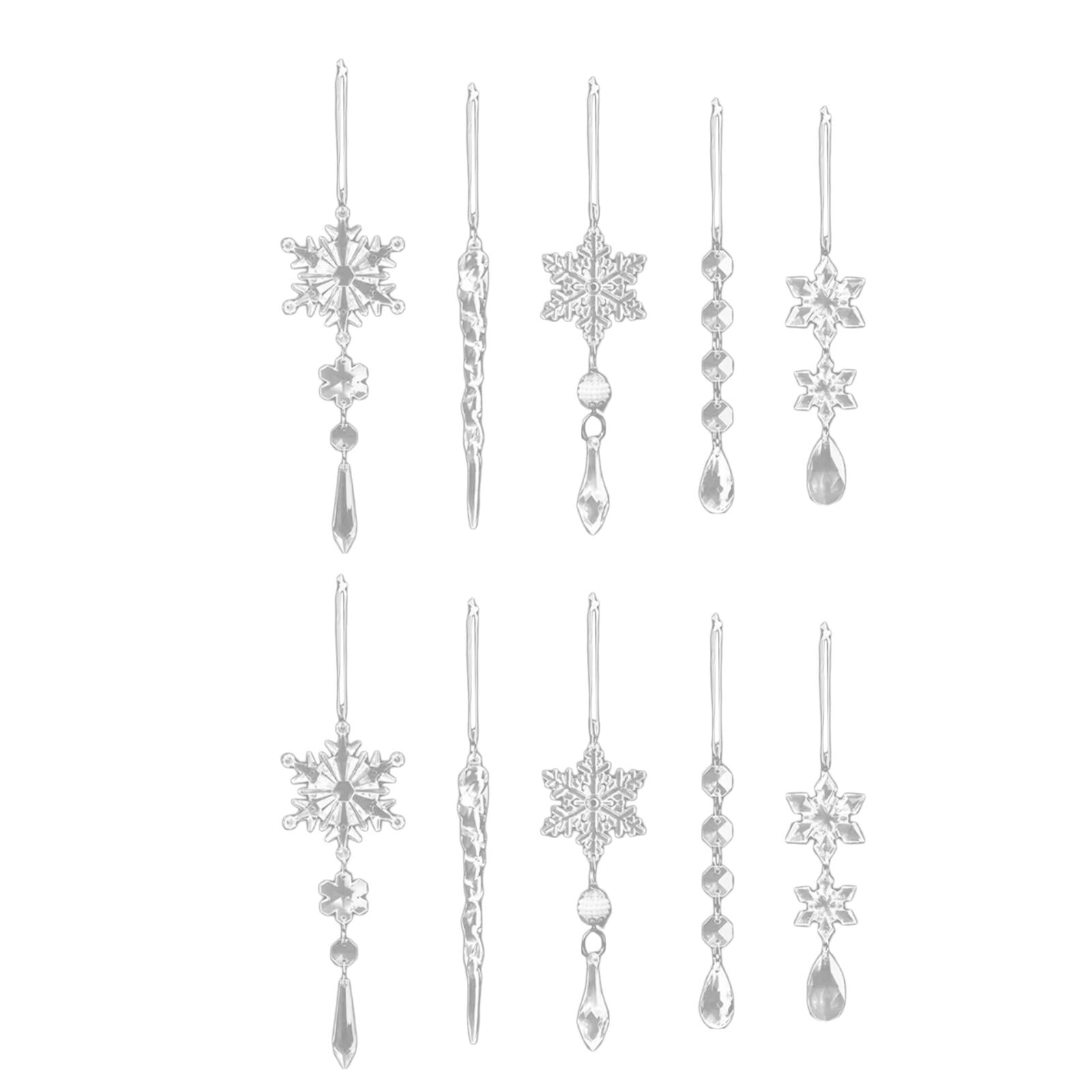 Acrylic Snowflake Ornaments Christmas Decoration DIY Fake with Rope ...