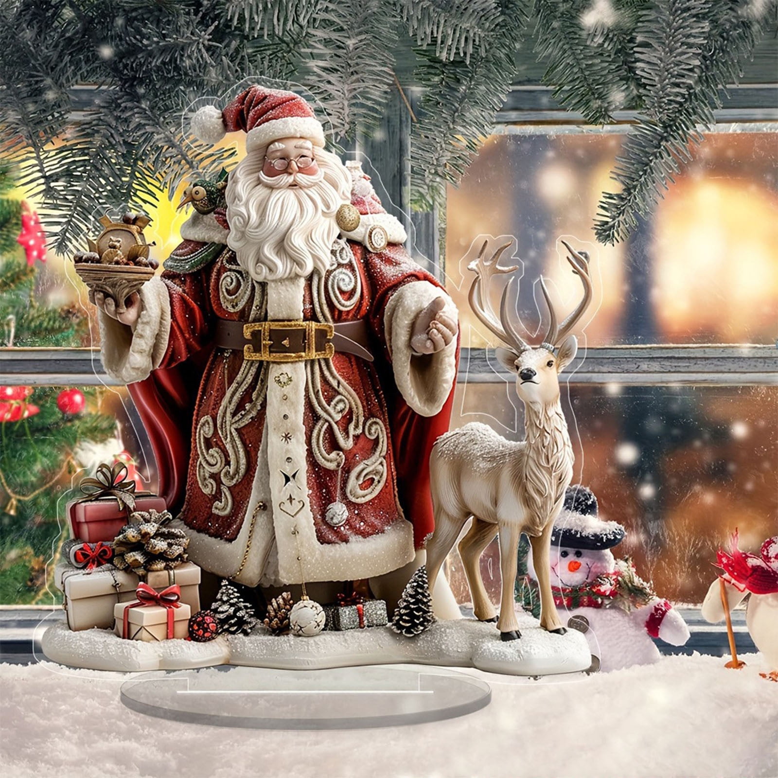 Acrylic Snowman Santa Desktop Display Holiday Christmas Decorations ...