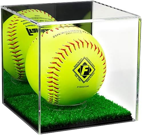Acrylic Softball Display Case with Mirror Case, Turf Base Base and ...