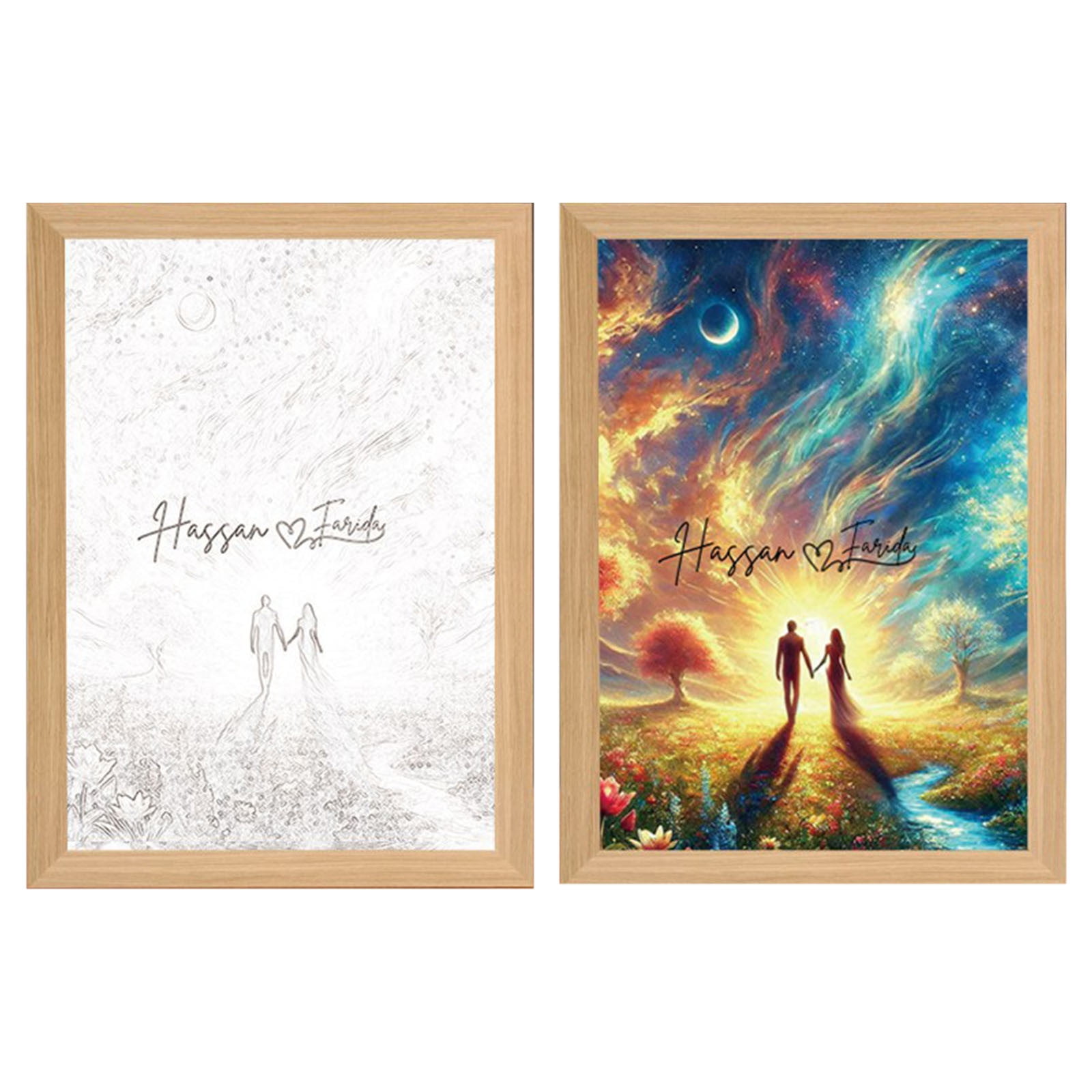 Acrylic Solid Wood Desktop Picture Frame Night Light Four Unique Style ...