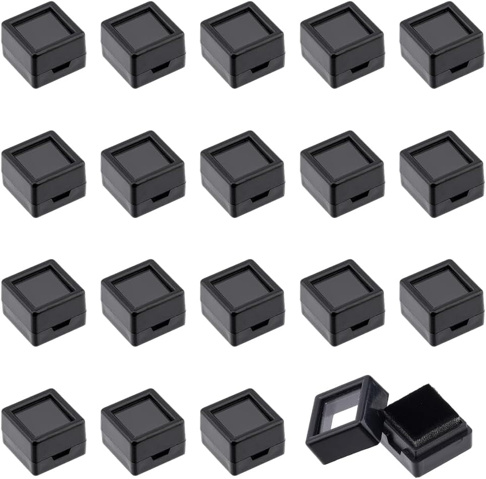 Acrylic Square Loose Diamond Box with Visible Window Black 2.05x2x1.6cm ...