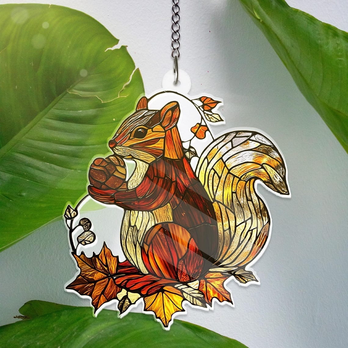 Acrylic Squirrel Window Hanging Decor, Fall Woodland Animal Suncatcher ...