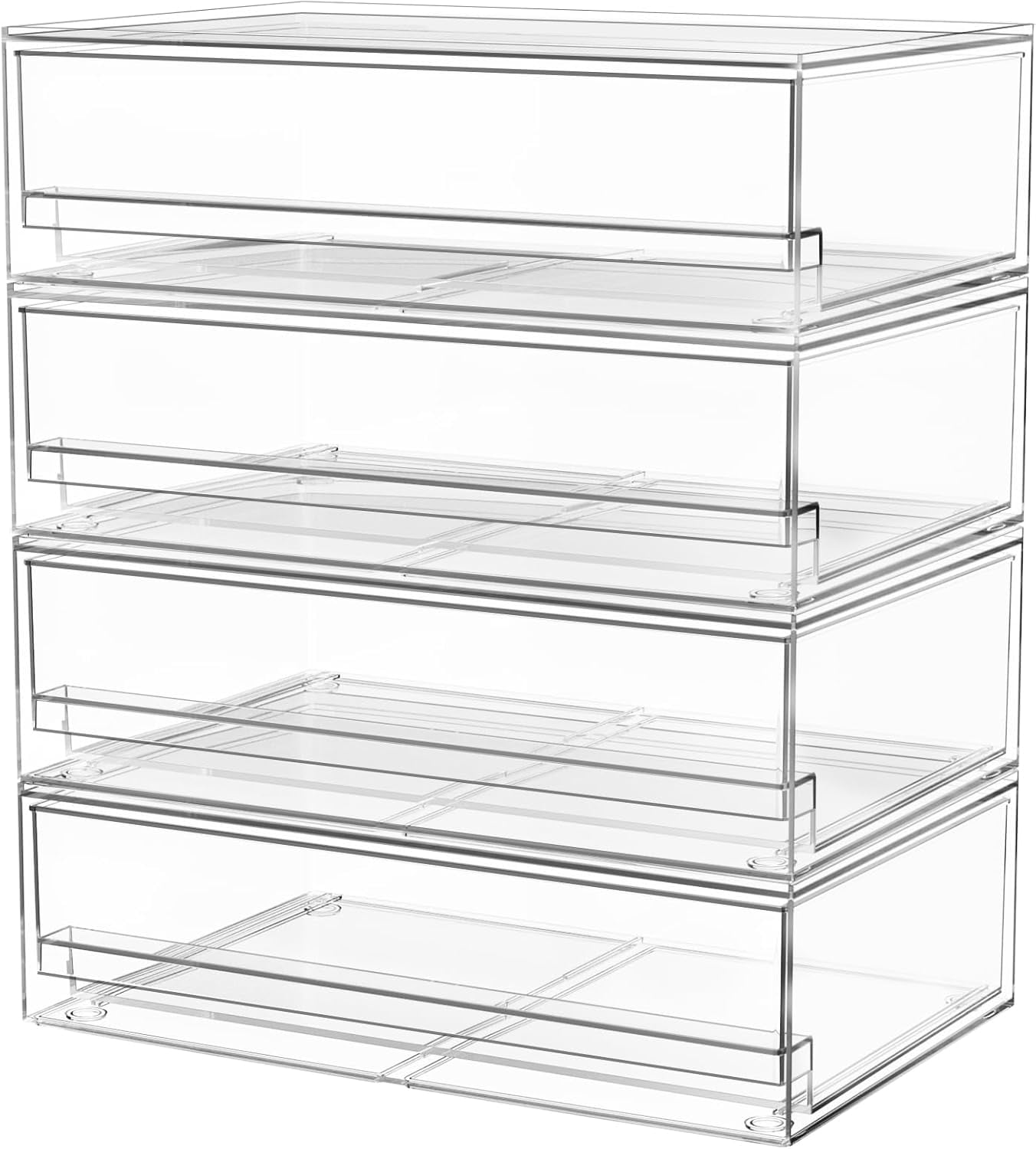 【𝟰𝗣𝗖𝗦】 Acrylic Stackable Storage Drawers, 11.8" W Makeup Organizer ...