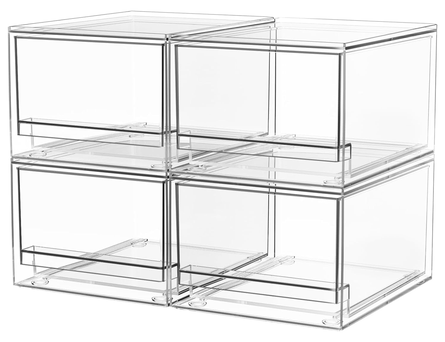 【𝟰𝗣𝗖𝗦】 Acrylic Stackable Storage Drawers, 7.5" L Makeup Organizer ...
