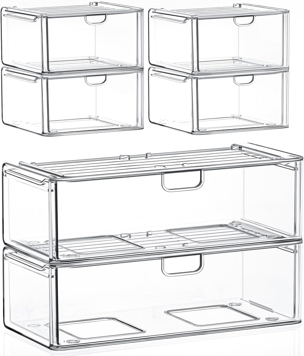 Acrylic Stackable Storage Drawers Set of 6, Clear Plastic Storage ...