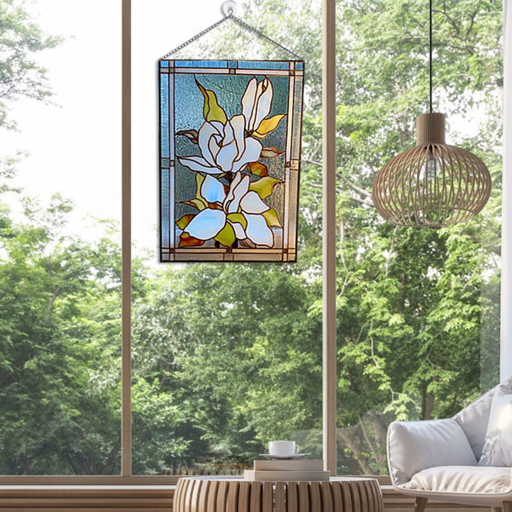Acrylic Stained Glass Window Panels Colorful Basket Window Panel Hanger ...