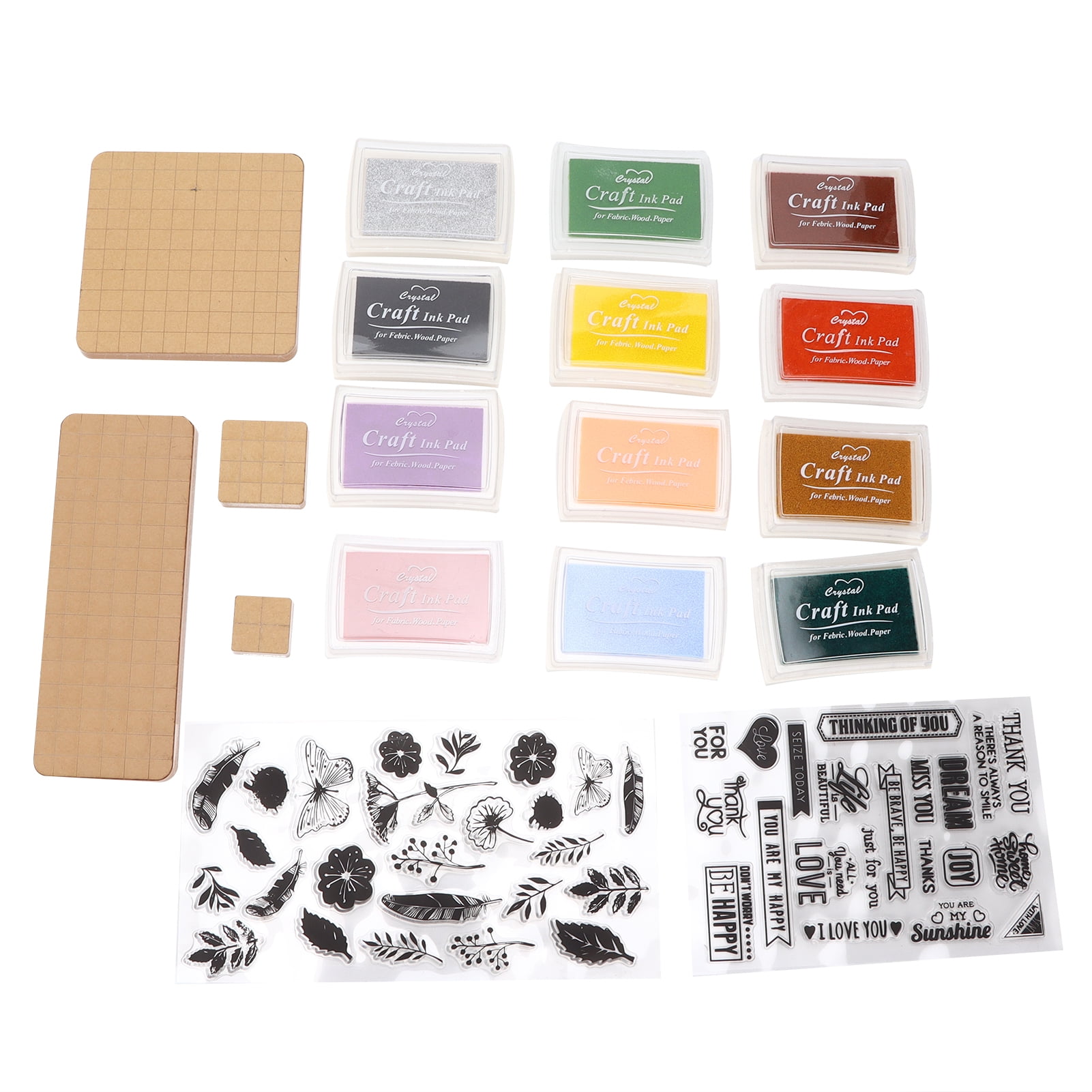Acrylic Stamp Tools Include 4 Acrylic Blocks 12 Ink Pad 2 Transparent ...