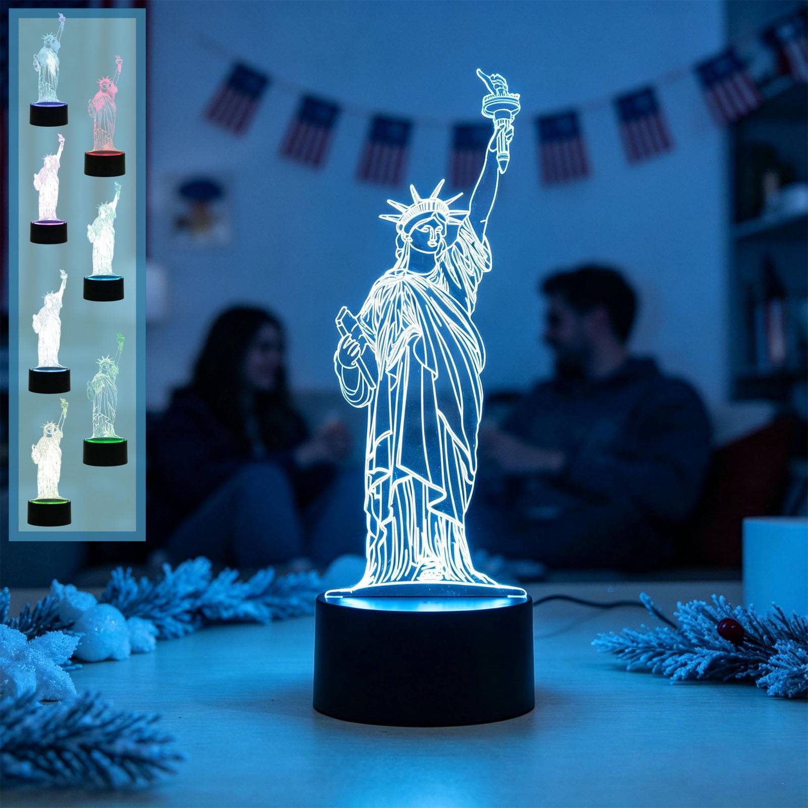Acrylic Statue Of Liberty Night Light 7 Colors Changing Lamp Touch ...