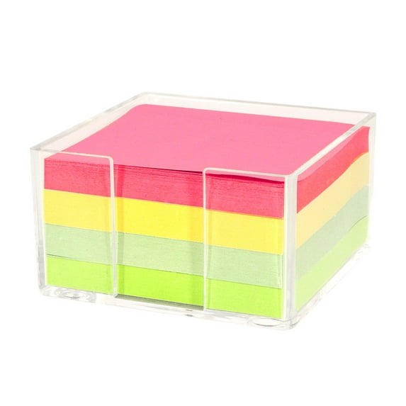 Acrylic Sticky Note Holder with 4 Pads Sticky Notes, 3 x 3 inch Clear ...