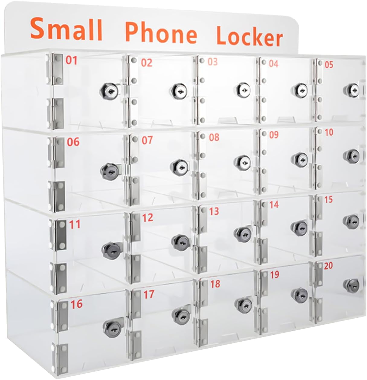 Acrylic Storage Cabinet for Cell Phones with Keys, 20 Slots Clear ...