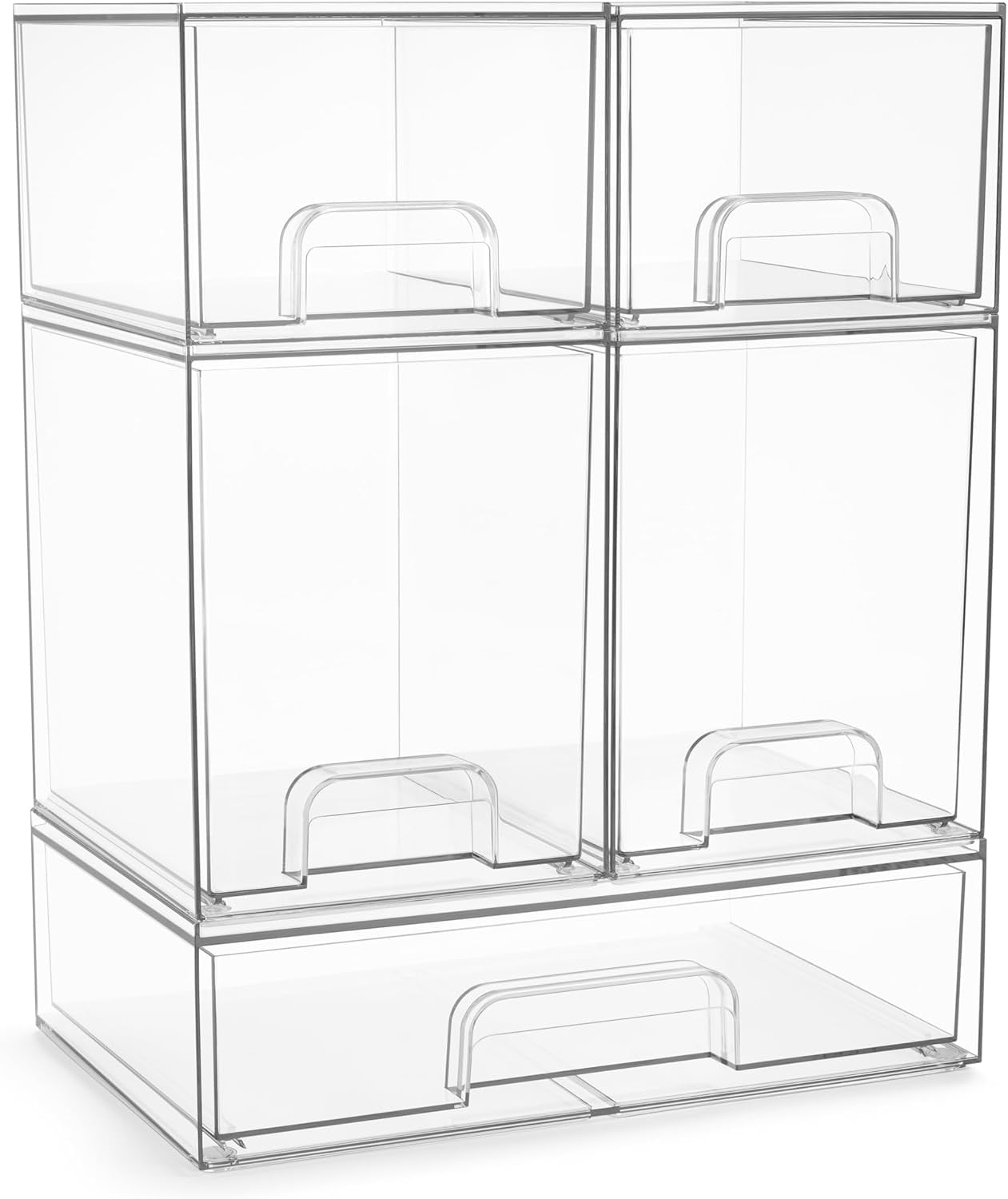Acrylic Storage Containers - 5 Pack, Stackable Storage Bins Set for ...