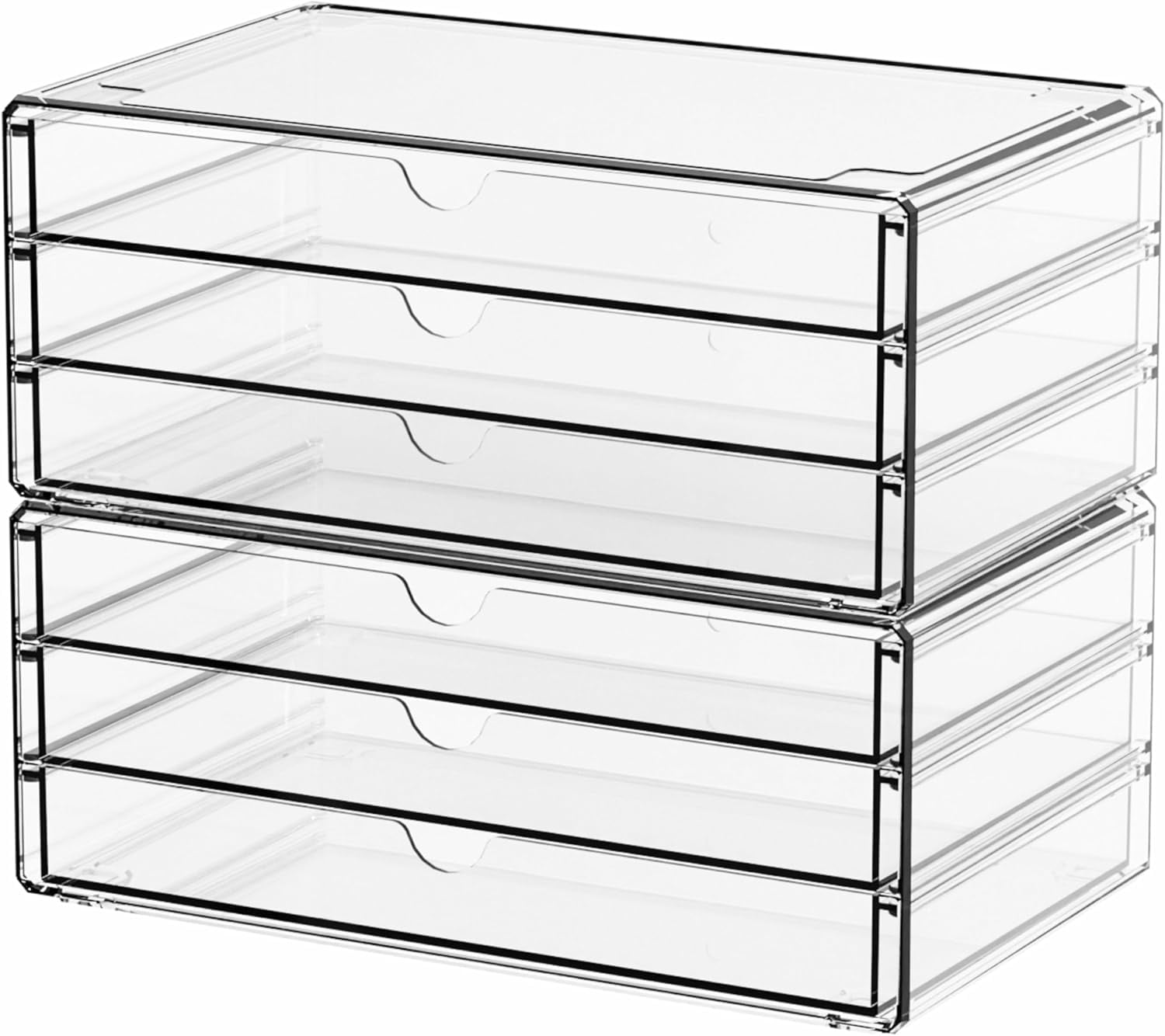 Acrylic Storage Drawers With 6 Drawers,Stackable Desk Organizer and ...