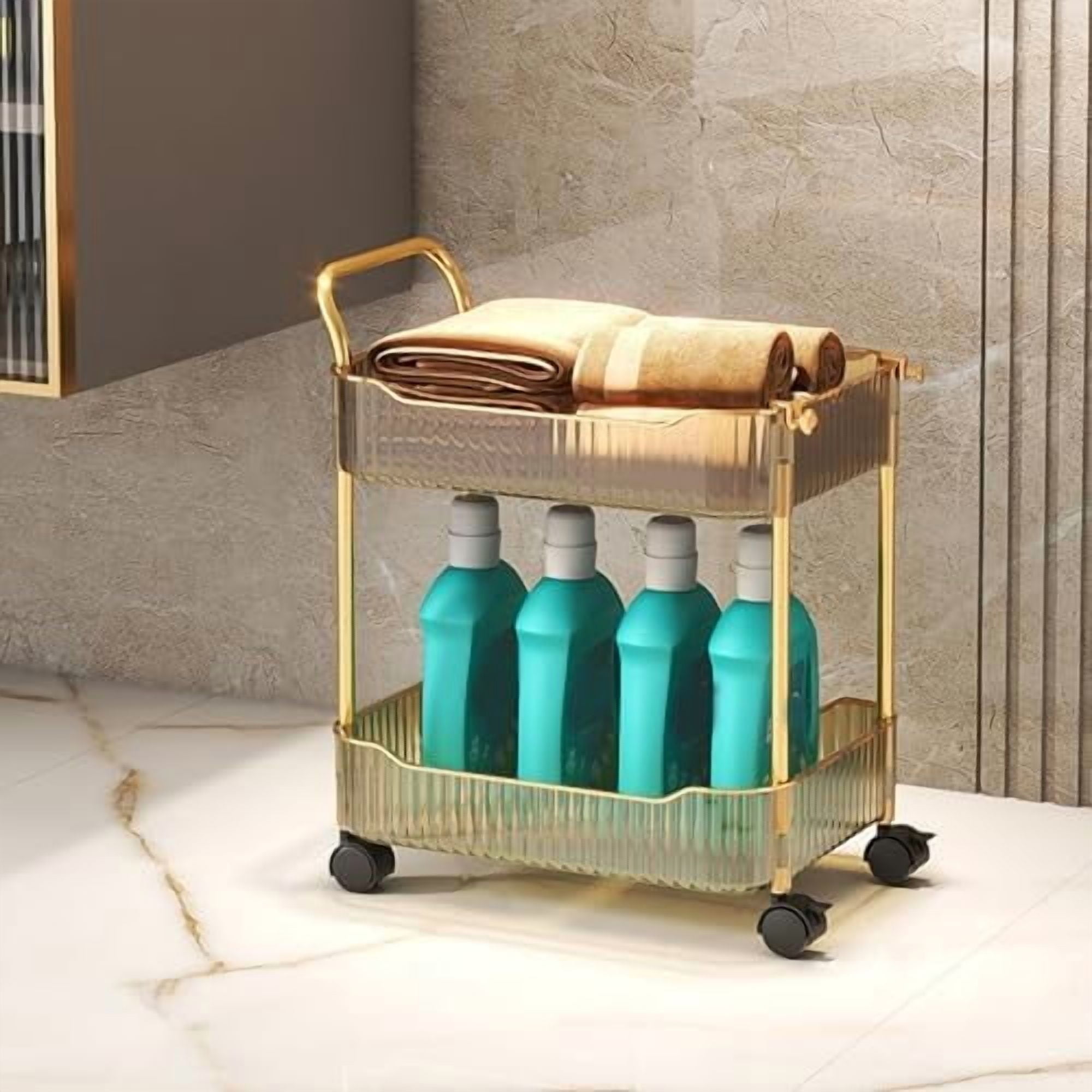 Acrylic Storage Trolley, Bathroom Kitchen Rolling Utility Cart Mobile ...