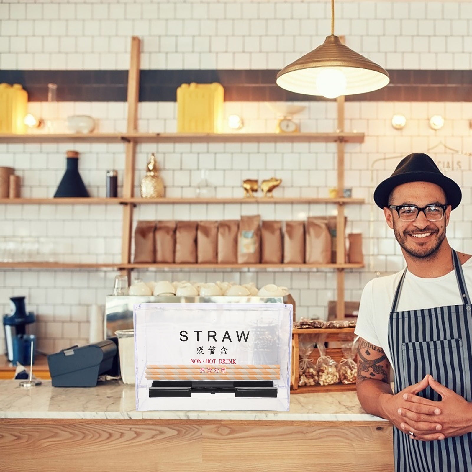 KAKOWELY Drinking Straw Dispenser Acrylic Material for Office Food ...