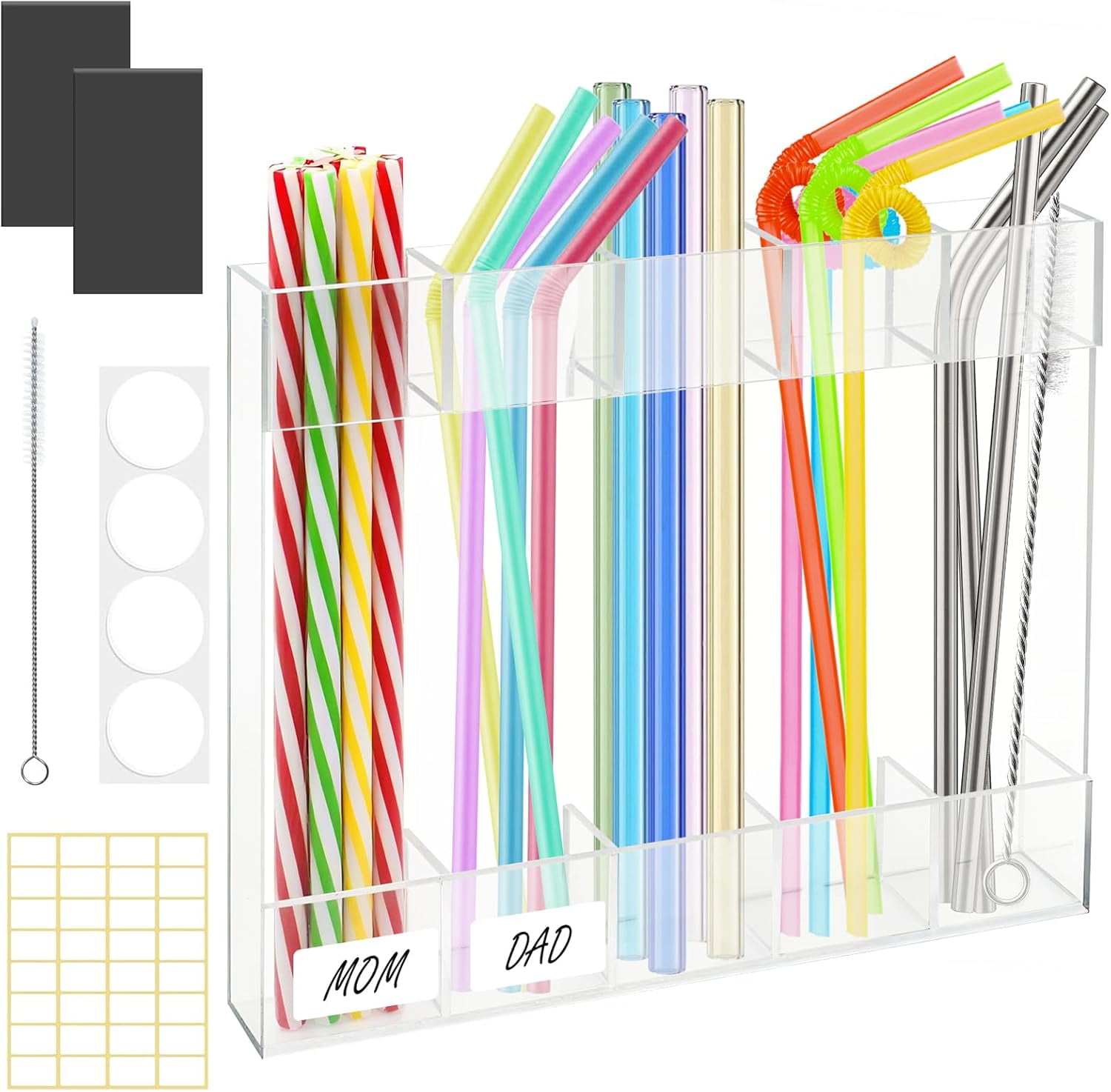Acrylic Straw Holder for Cabinet Door - Clear Magnetic Straws Storage ...