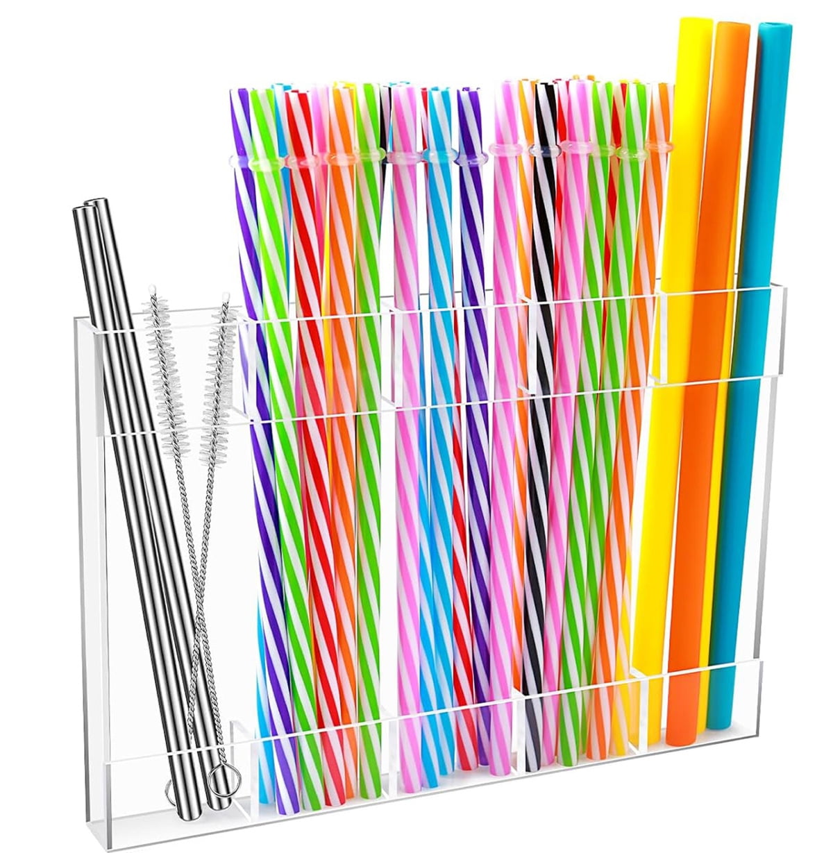 Acrylic Straw Holder for Cabinet Door,Happon Reusable Straw Organizer ...