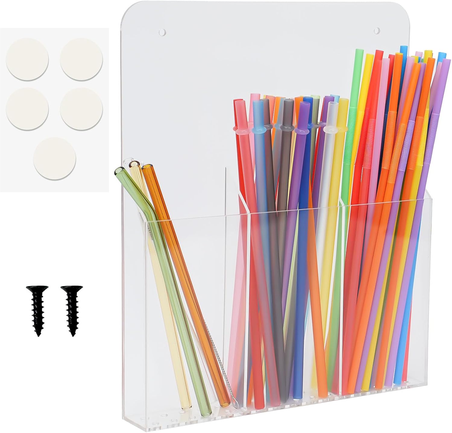 Acrylic Straw Holder for Cabinet Large Capacity Thickened 11.81"x9.84 ...