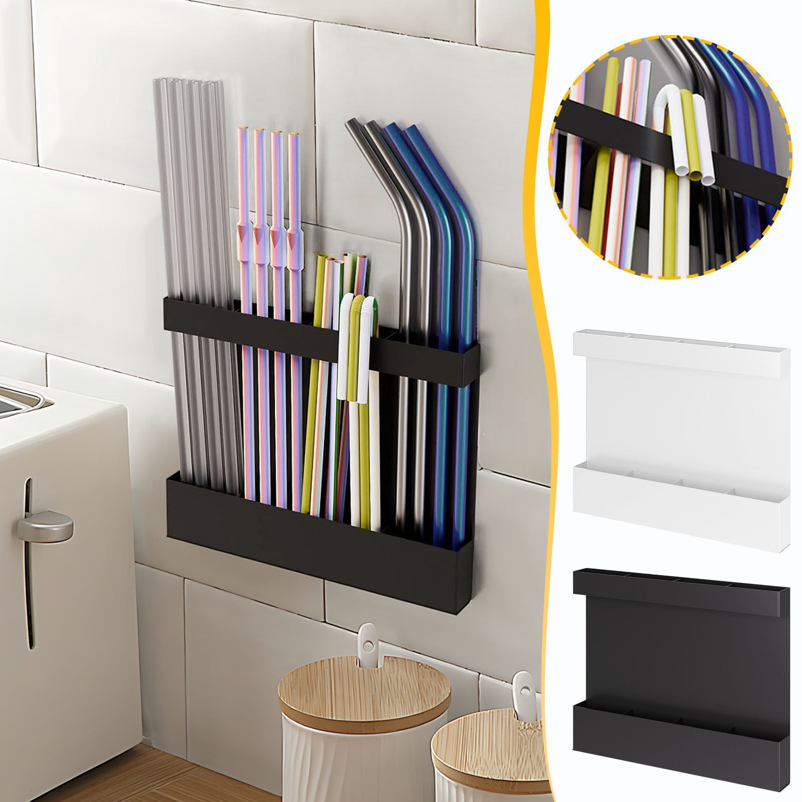 Acrylic Straw Holder Dispenser | Beech Wood Organizer for Cabinet ...