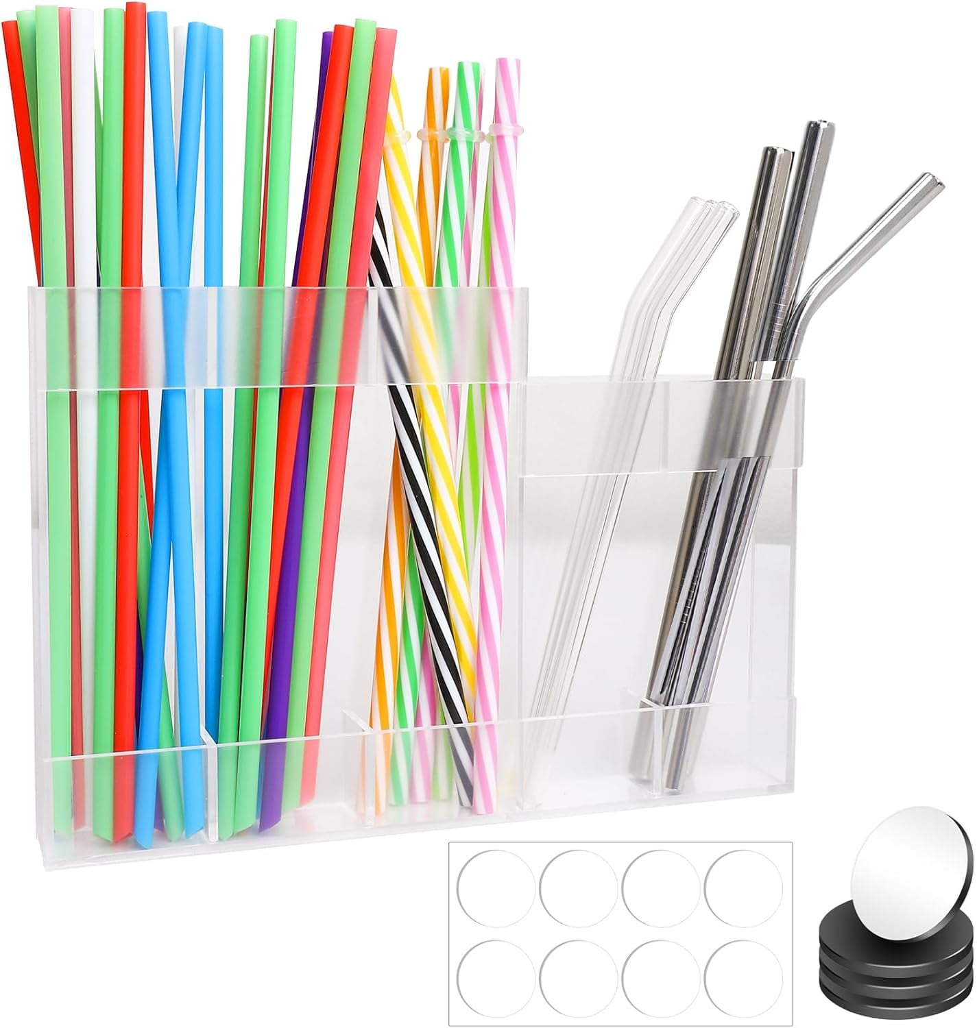 Acrylic Straw Holder,Reusable Straw Organizer with Double Sided ...