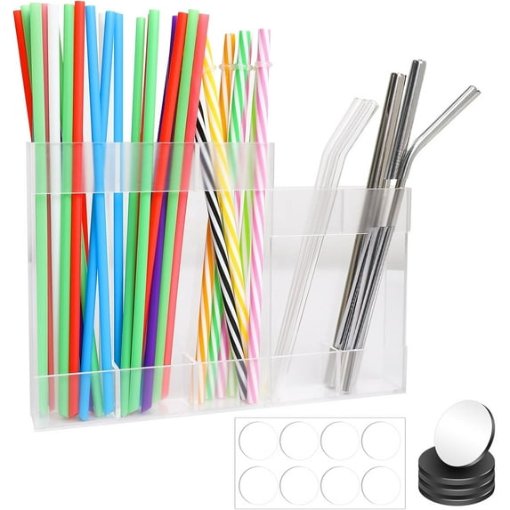 Acrylic Straw Holder,Reusable Straw Organizer with Double Sided ...