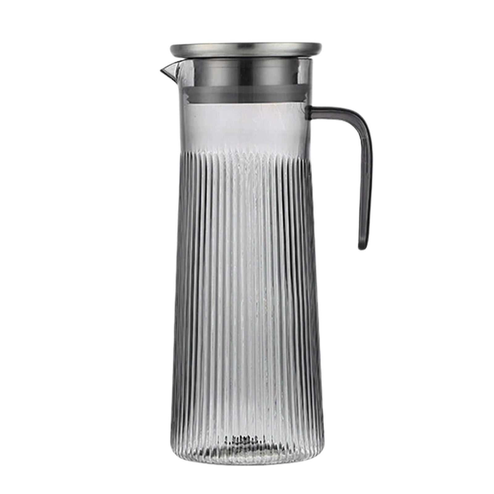 Acrylic Striped Cold Water Pitcher with Stainless Steel Lid, Modern ...