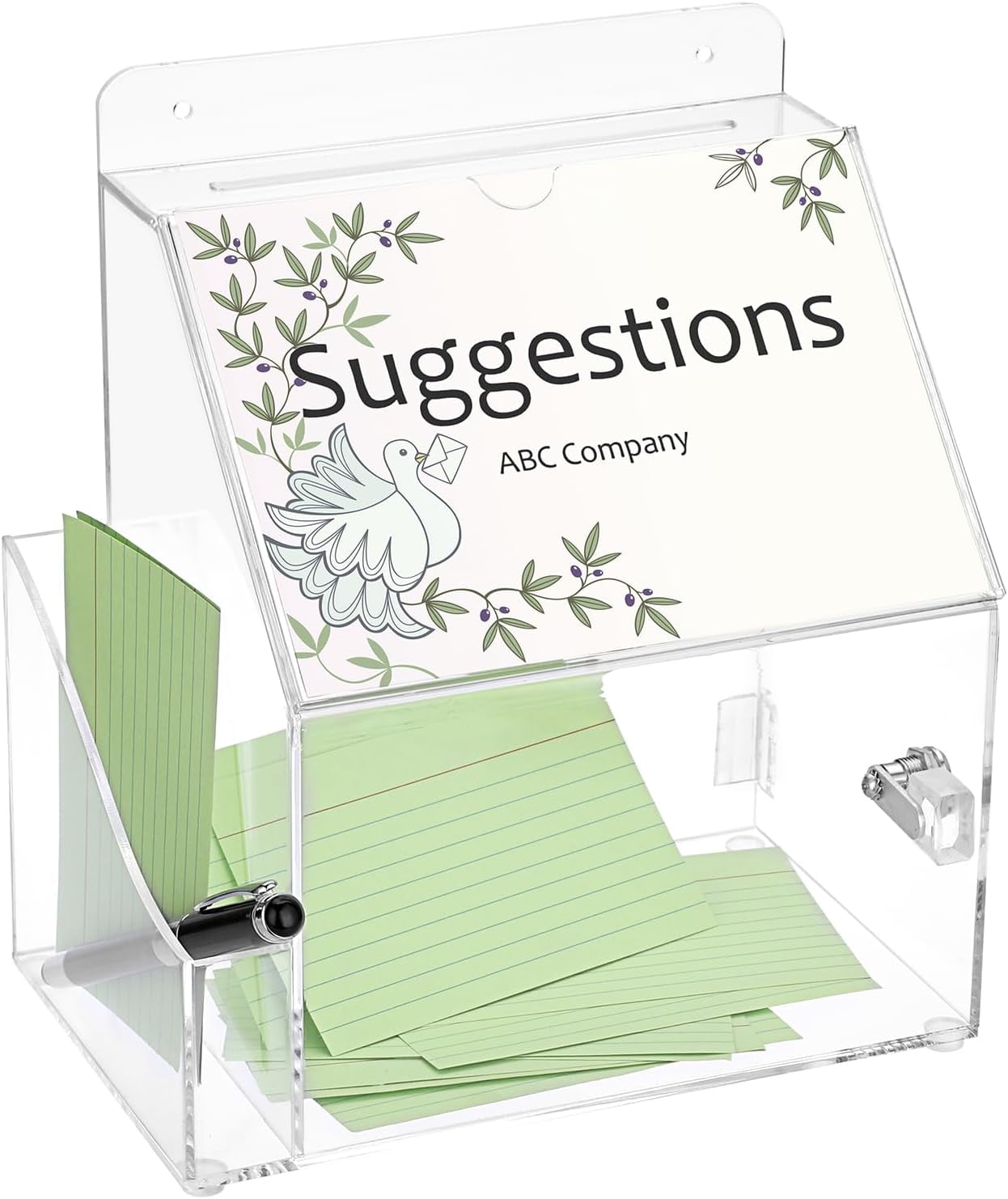 Acrylic Suggestion Box with Lock, Wall Mounted Donation Box with 5"x7 ...