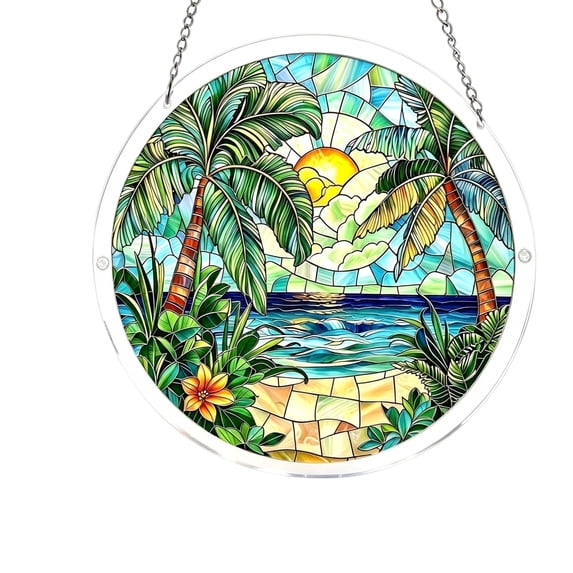 Acrylic Sun Catcher Puzzle Hanging Decor Round Wall Art for Home Window ...