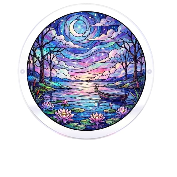 Acrylic Sun Catcher Puzzle Hanging Ornament Round Window Art Panel with ...
