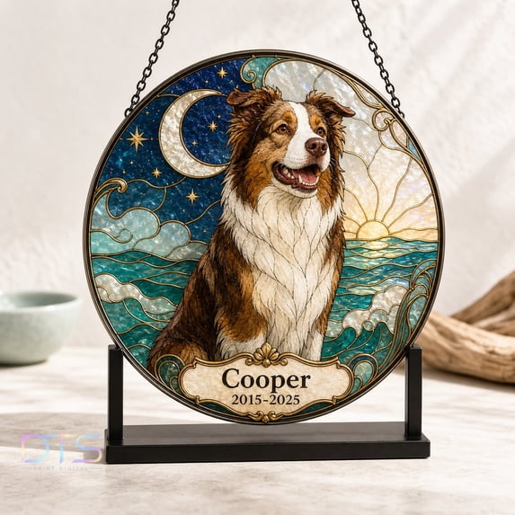 Acrylic Suncatcher Custom Pet Memorial , Personalized Dog Cat Portrait ...