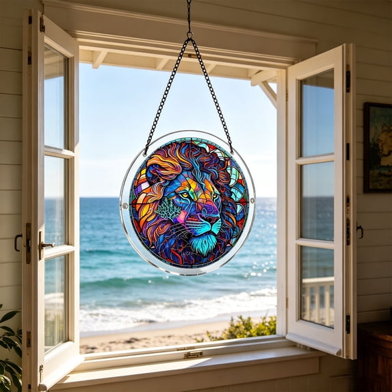 Acrylic Suncatcher Puzzle, Acrylic Puzzle Colorful Round Garden ...