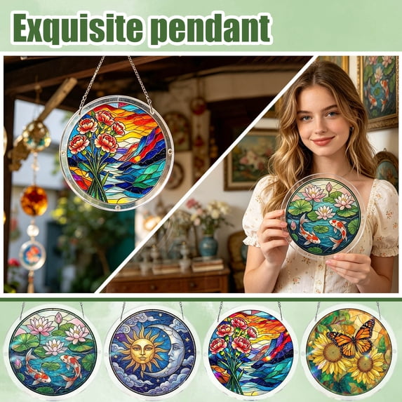 Acrylic Suncatcher Puzzle Hanging Window Decor（83pcs puzzle+2 baffles+1 ...