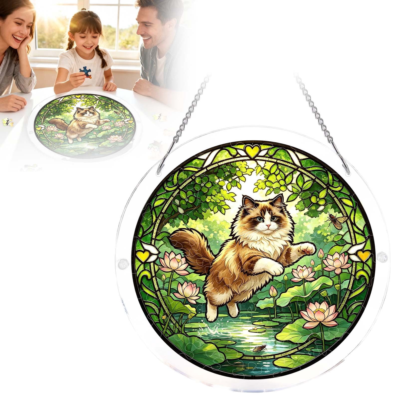 Acrylic Suncatcher Puzzle, Stained Glass Style Window Hanging Decor ...