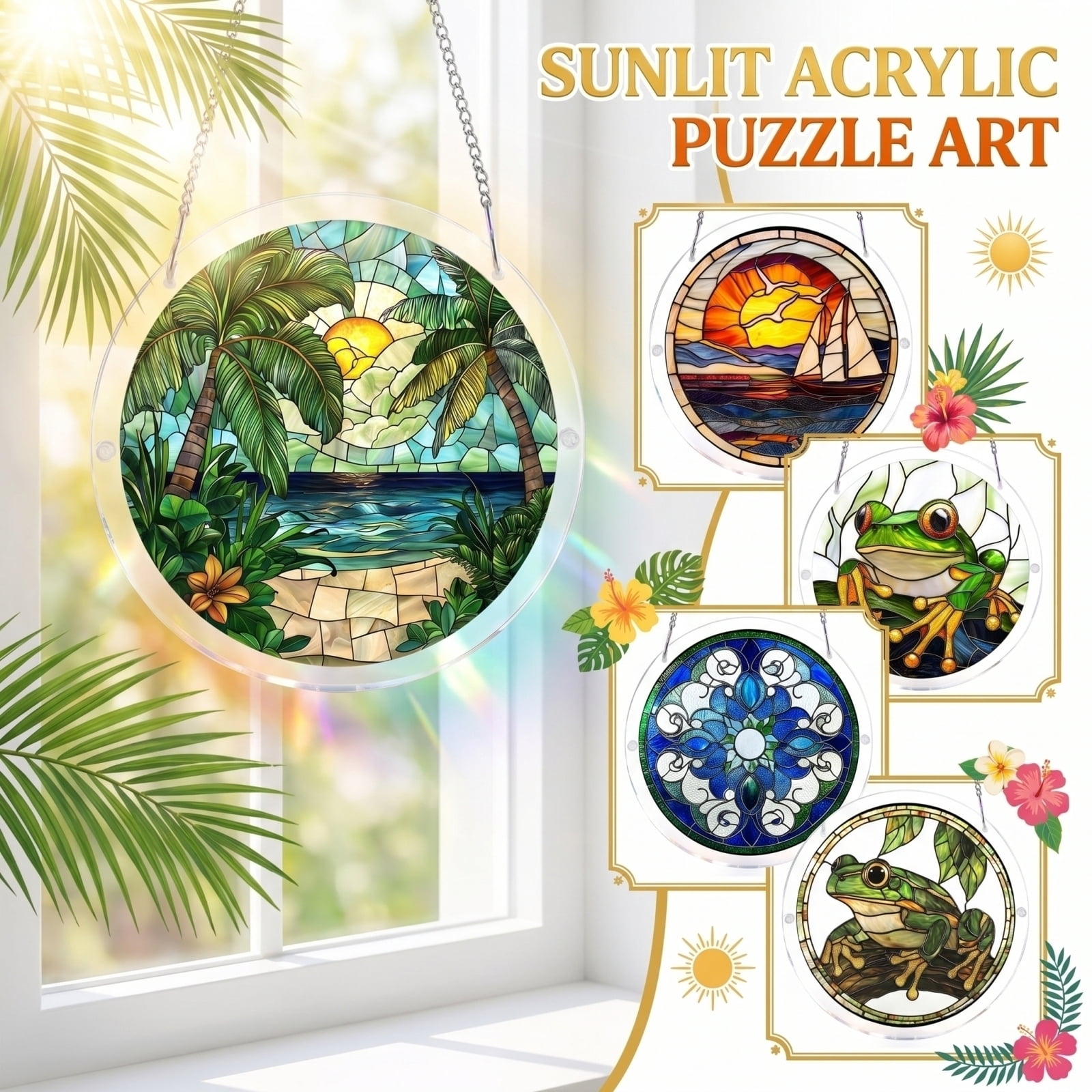 Acrylic Suncatcher Puzzle Window Hanging, Bright Window Decor for ...