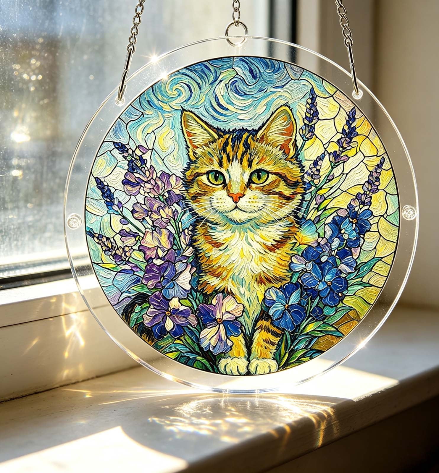 Acrylic Suncatcher Stained Glass Style Window Hanging Decor Van Gogh ...