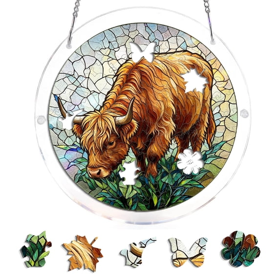 Acrylic Suncatcher Window Decor Circular Puzzle Style Hanging Ornament ...