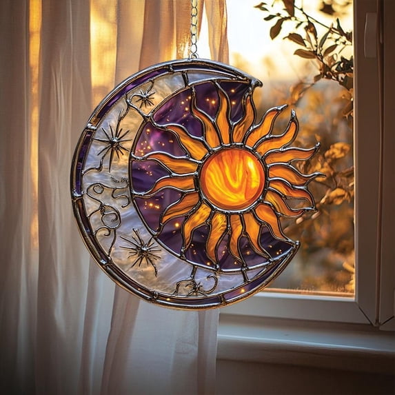 Acrylic Suncatcher Window Hanging 6-12 Inch Celestial Sun Moon Stars ...