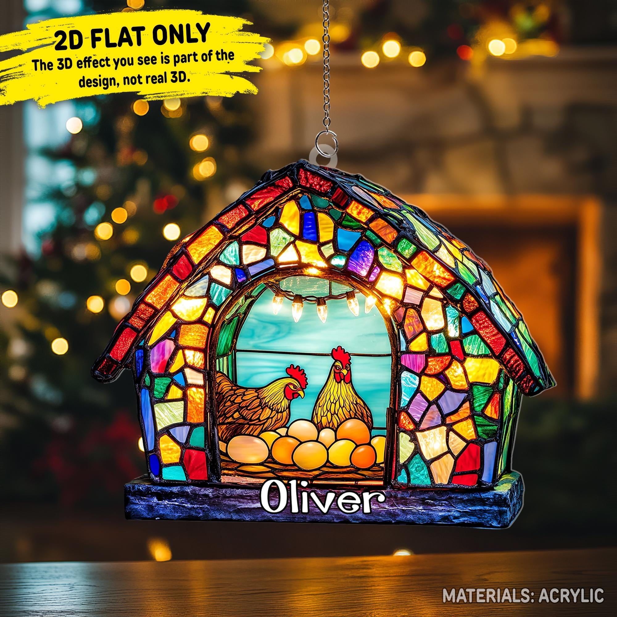 Acrylic Suncatcher Window Hanging 6-12 Inch Chicken Coop Christmas ...