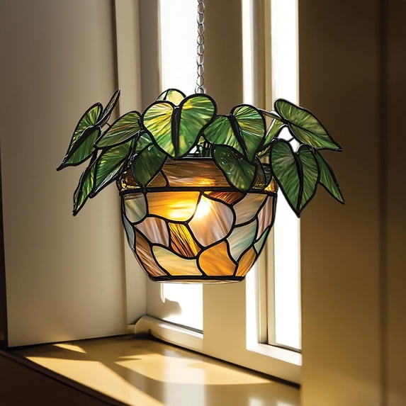 Acrylic Suncatcher Window Hanging 6-12 Inch Hanging Plant Lush Greenery ...