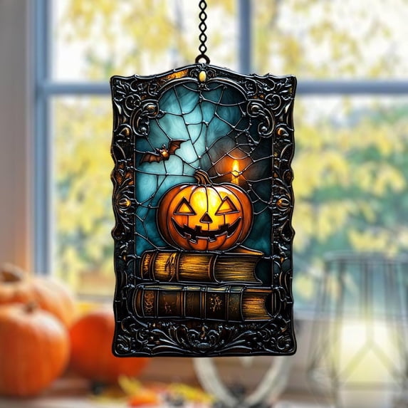 Acrylic Suncatcher Window Hanging 6-12 Inch Jack-O'-Lantern Books ...