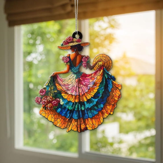 Acrylic Suncatcher Window Hanging 6-12 Inch Mexican Folklore Woman ...