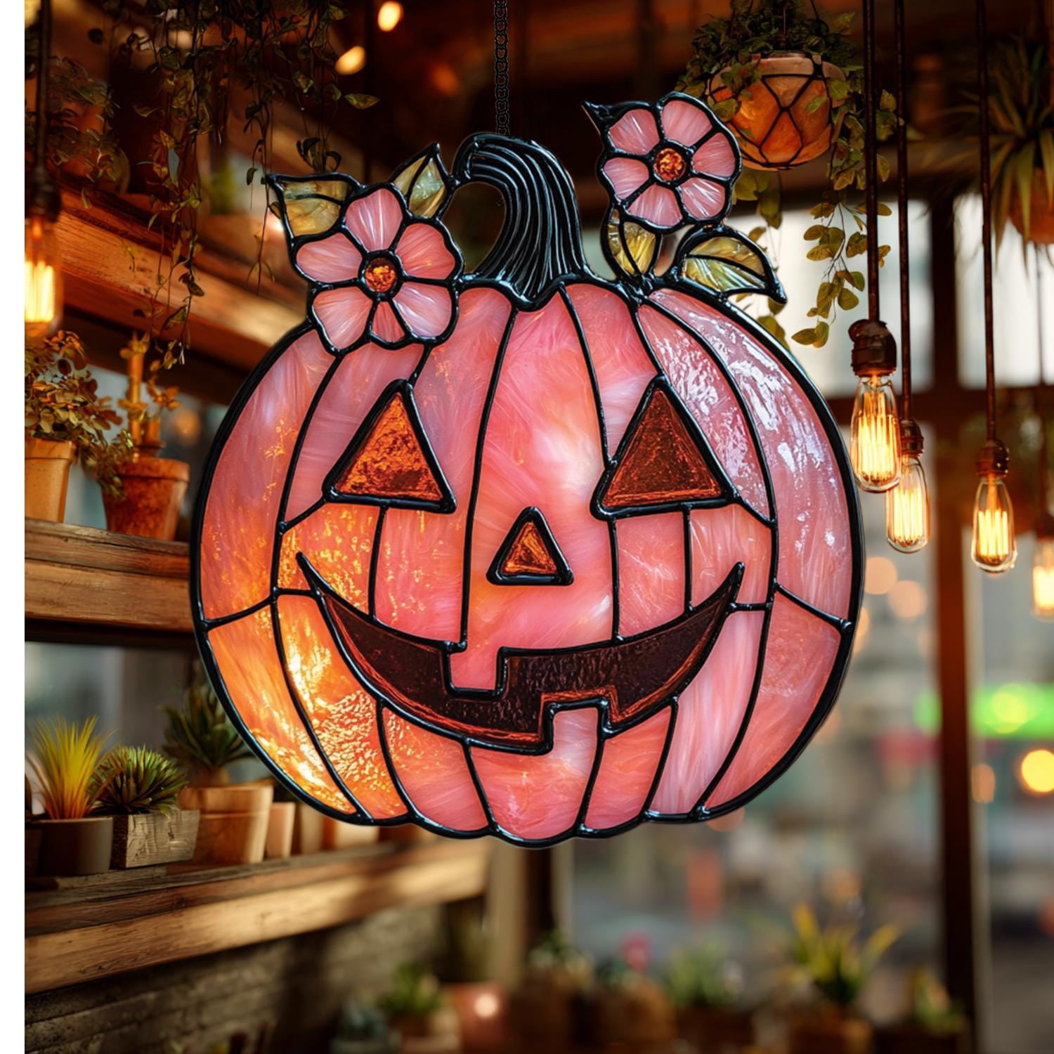 Acrylic Suncatcher Window Hanging 6-12 Inch Pastel Floral Jack O ...